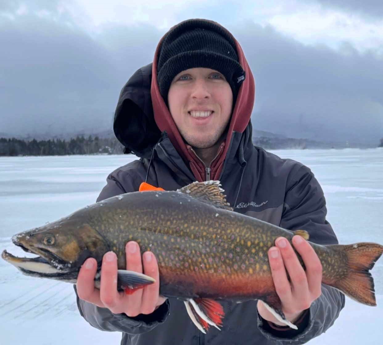 This brook trout barely fit through an 8-inch hole -Piscataquis Observer