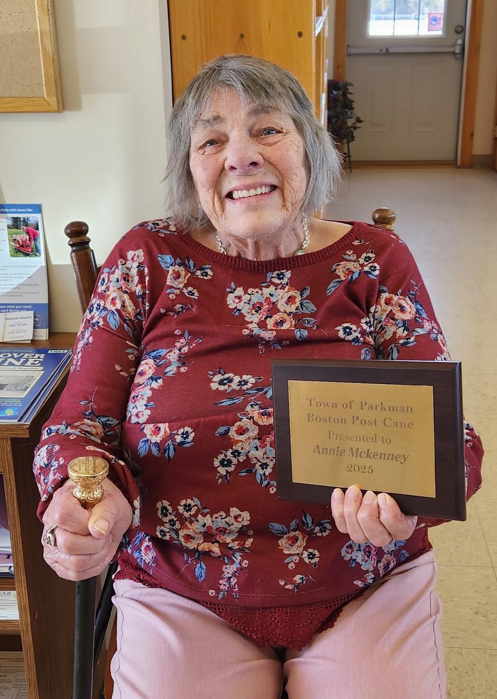 McKenney presented with Parkman’s Boston Post Cane -Piscataquis Observer